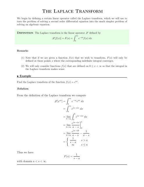 The Laplace Transform
