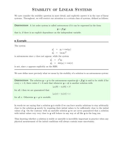 Stability of Linear Systems
