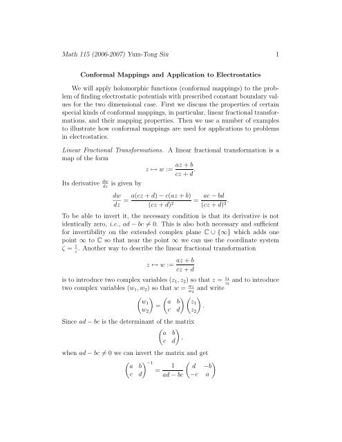 Conformal Mappings and Application to Electrostatics