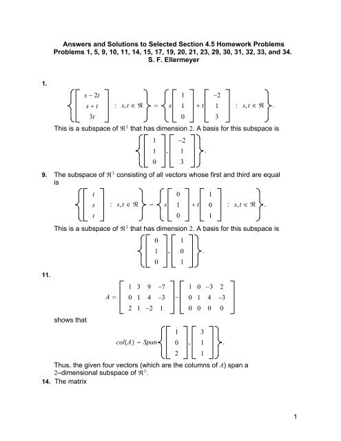 Answers And Solutions To Selected Section 4 5 Homework Problems