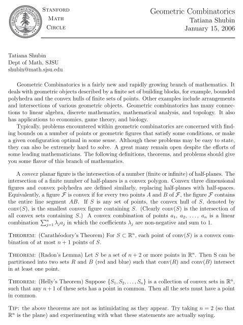 Geometric Combinatorics
