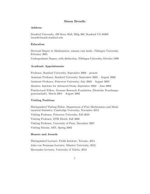 Simon Brendle - Stanford University