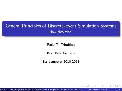 General Principles of Discrete-Event Simulation Systems