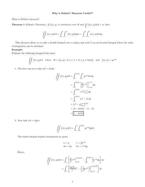 Why is Fubini's Theorem Useful?? What is Fubini's theorem ...