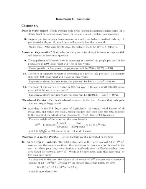 Homework 6 – Solutions Chapter 8A