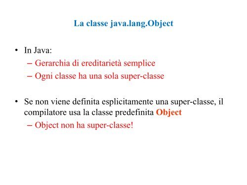 Java Lezione 6: classe Object, Classi astratte e Interfacce
