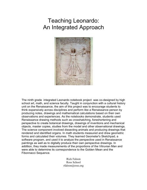 Teaching Leonardo: An Integrated Approach - MathDL