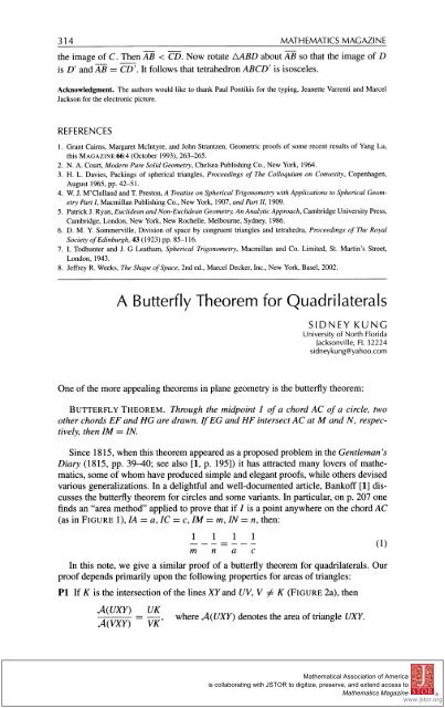A Butterfly Theorem for Quadrilaterals - MathDL - Mathematical ...