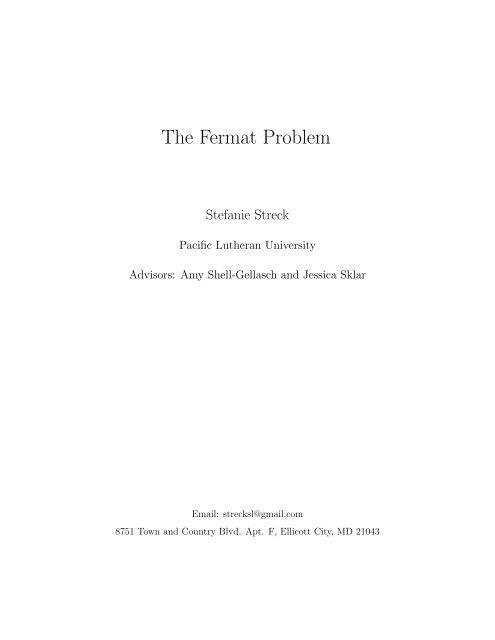 The Fermat Problem - MathDL