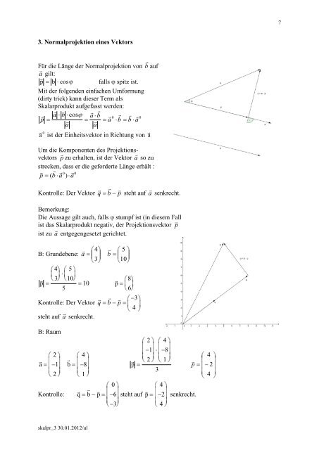 Normalprojektion eines Vektors