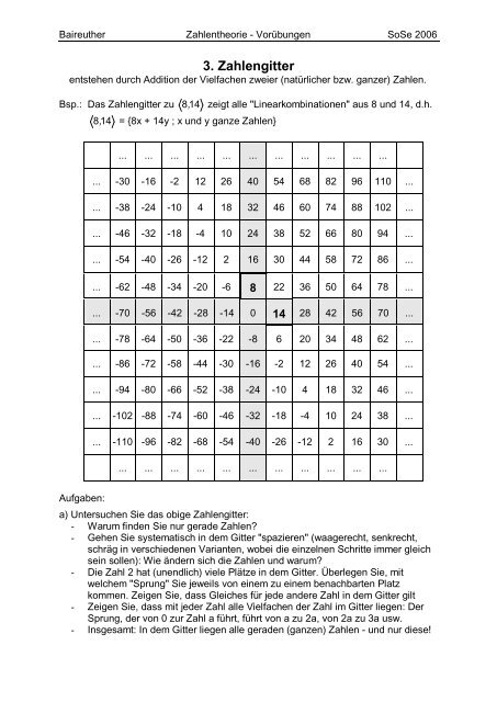 3. Zahlengitter - Mathematik