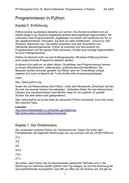 Programmieren in Python - Mathematik