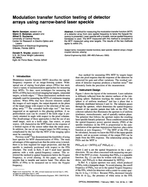 Modulation Transfer Function Testing Of Detector Arrays Physics