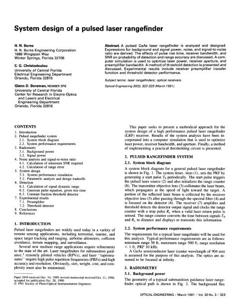 System design of a pulsed laser rangefinder - Physics