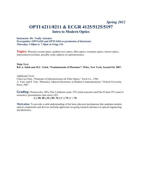 Introduction to Modern Optics - Physics Introduction to Modern Optics - Physics