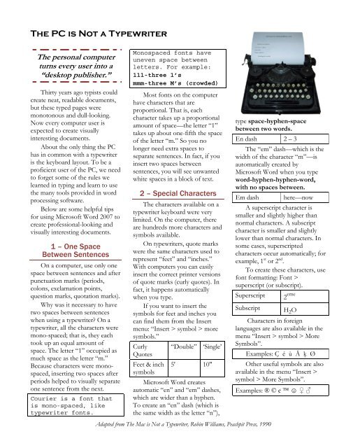 Typewriter Font In Microsoft Word