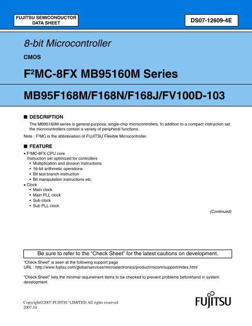 F2MC-8FX MB95160M Series - Microcontrollers - Fujitsu