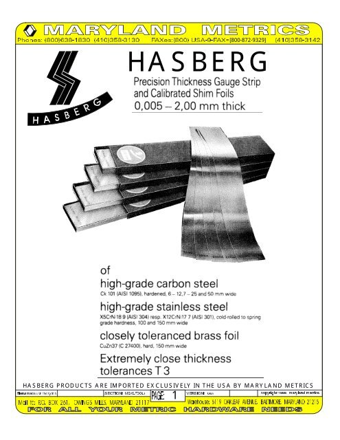 Hasberg Precision Gauge Strip: Brochure - all 4 ... - Maryland Metrics