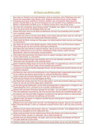 95 Thesen des Theologen Dr. Martin Luther - G/Geschichte