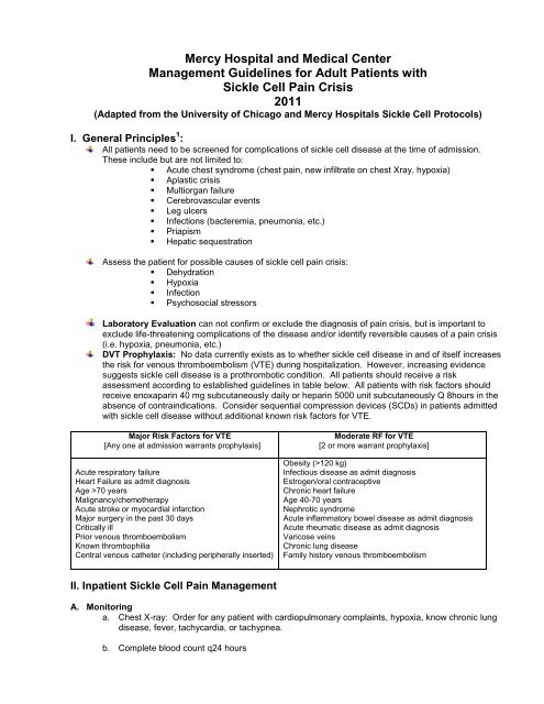 Management Guidelines for Adults with Sickle Cell Pain Crisis