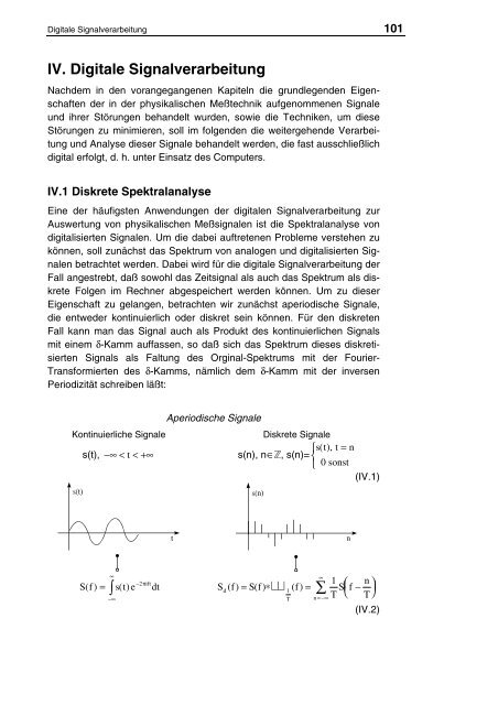 IV. Digitale Signalverarbeitung ∫ ∑