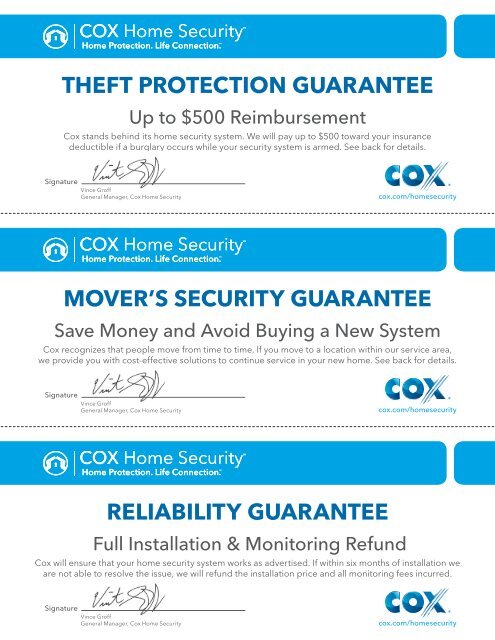 Home Security Guarantee Certificates - Cox Communications