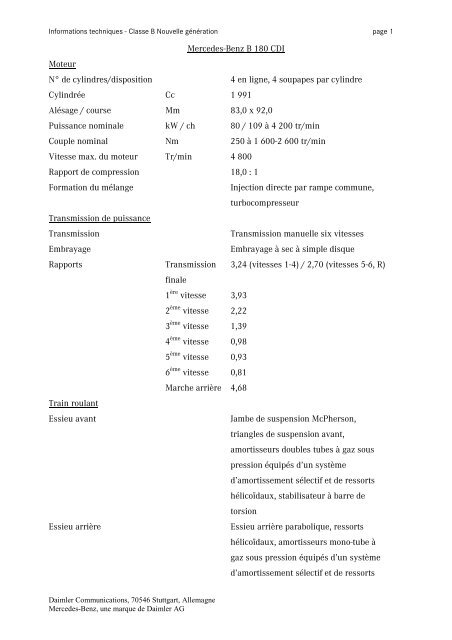 Fiches techniques (PDF) - Daimler