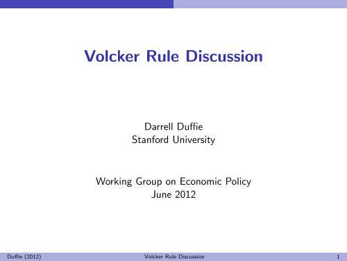 Volcker Rule Discussion