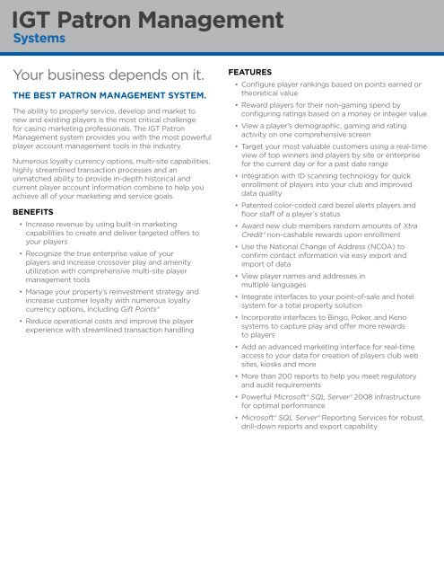 IGT Patron Management Systems - IGT.com