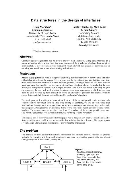 Data structures in the design of interfaces - Department of Computer ...