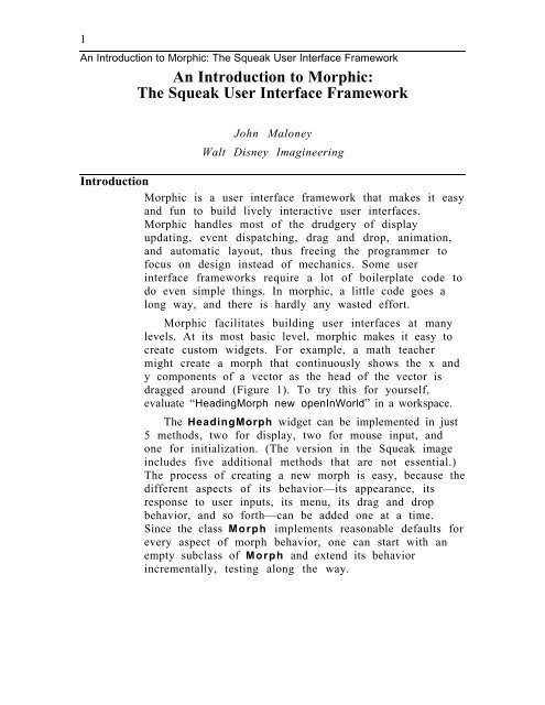 An Introduction to Morphic: The Squeak User Interface ... - Free