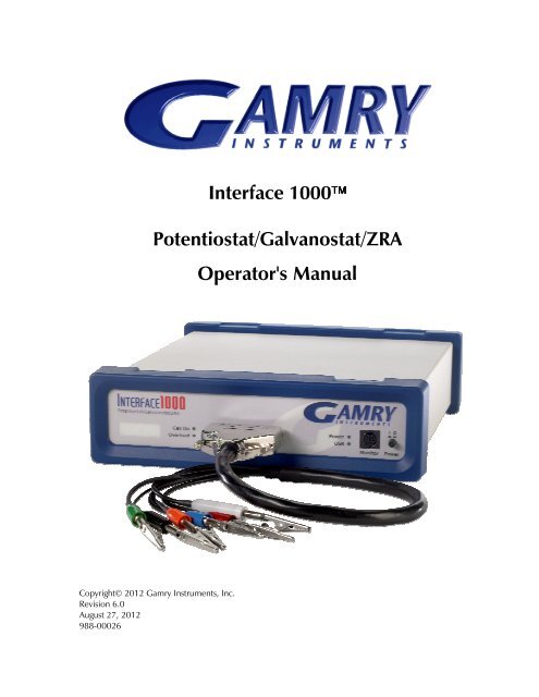 Interface 1000 - Gamry Instruments