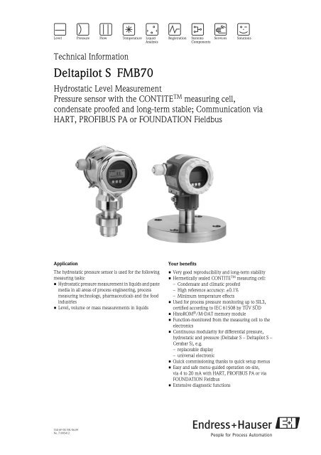 Deltapilot S FMB70 (Technical Information) - Ashdale