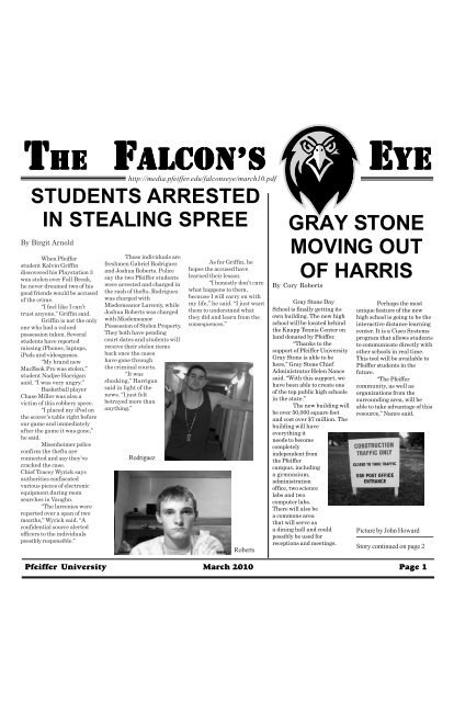 THE FALCON'S EYE - Pfeiffer - Pfeiffer University