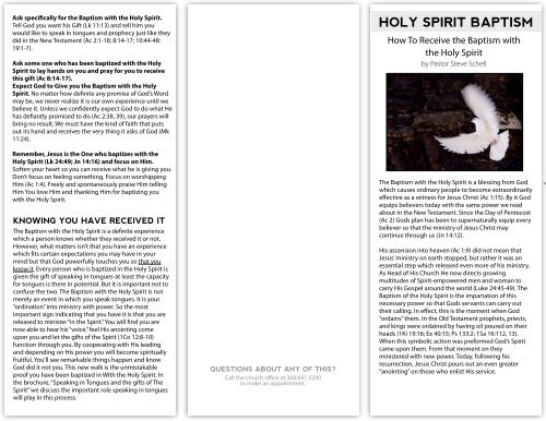 Holy Spirit Baptism Brochure - Razorplanet