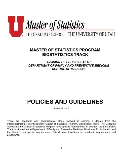 Mstat-Biostatistics Policies & Guidelines - University of Utah - School ...