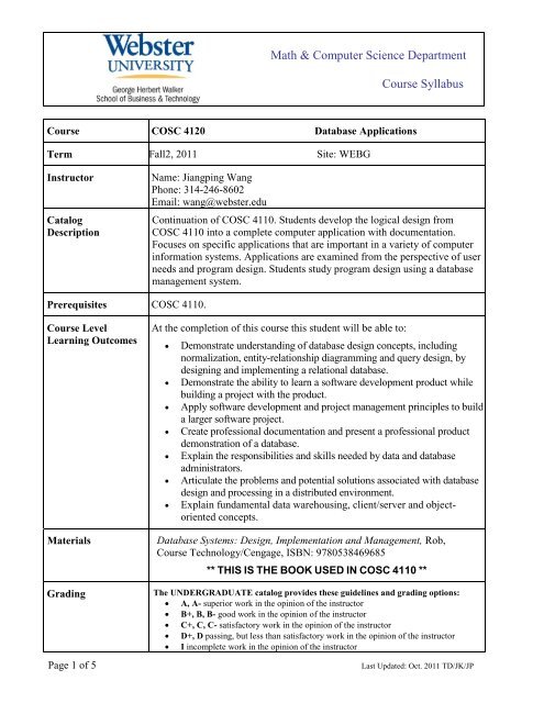 Course Syllabus - Webster University