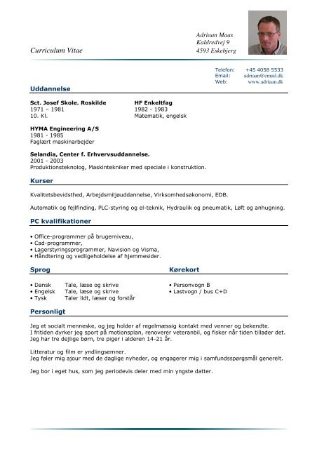 Printvenligt CV - Adriaan Maas