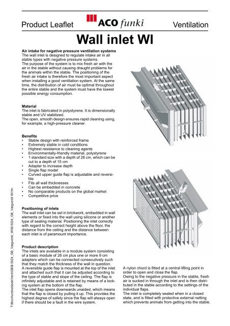 Wall inlet WI - ACO Funki