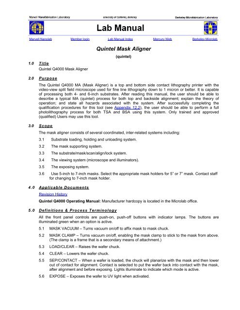 Chapter 4.15 - Quintel Mask Aligner - Berkeley Microlab