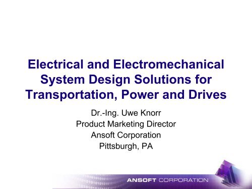 Presentation - Electrical and Electromechanical System Design ...