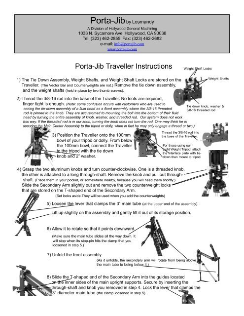 Porta-Jib Traveller Assembly Manual