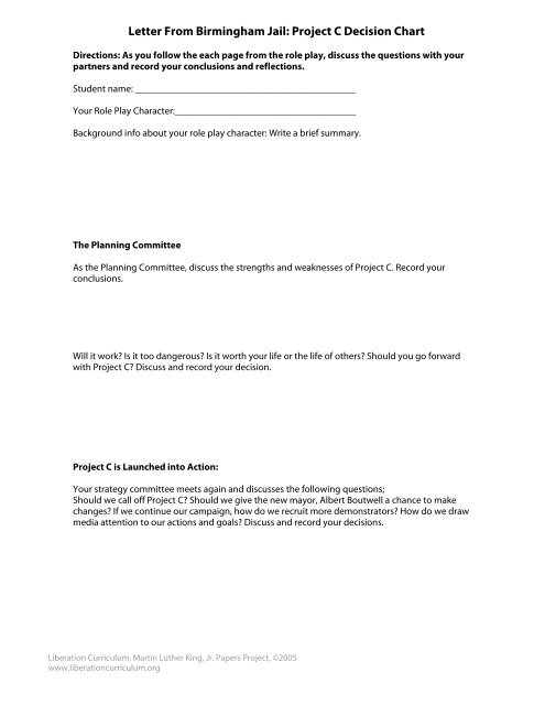 Role Play Decision Chart