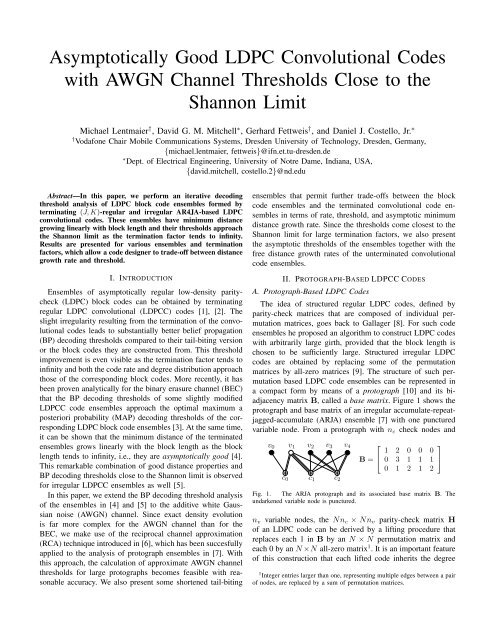 Asymptotically Good Ldpc Convolutional Codes With Awgn