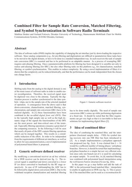 Combined Filter for Sample Rate Conversion, Matched Filtering, and ...