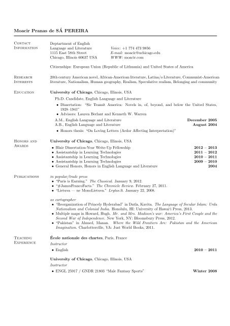 Curriculum vitæ (pdf) - Moacir P. de Sá Pereira