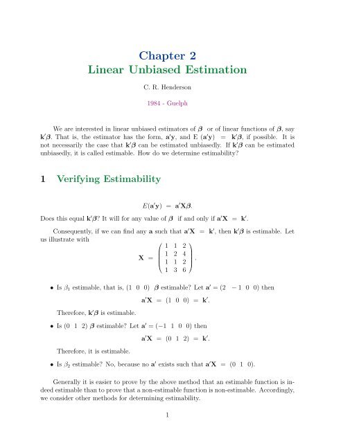 Chapter 2 Linear Unbiased Estimation Cgil