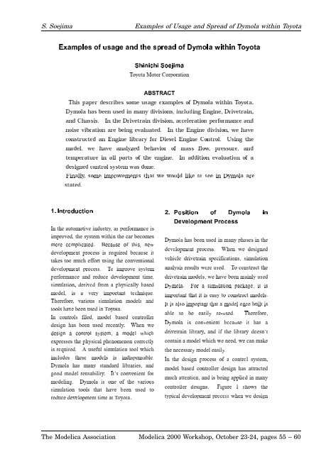 Use examples and the spread of the future of Dymola ... - Modelica