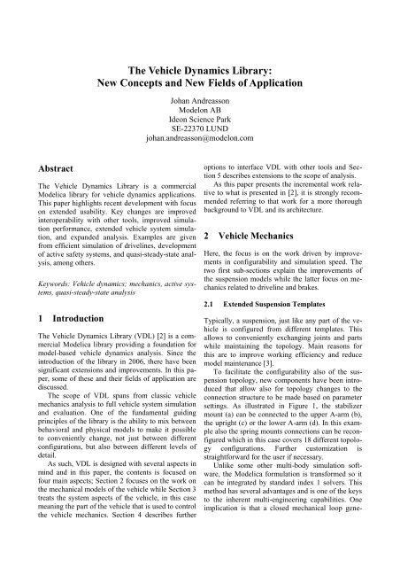 The Vehicle Dynamics Library - Modelica