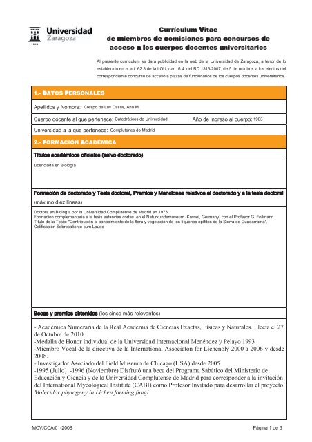 Ana María Crespo de las Casas - Universidad de Zaragoza